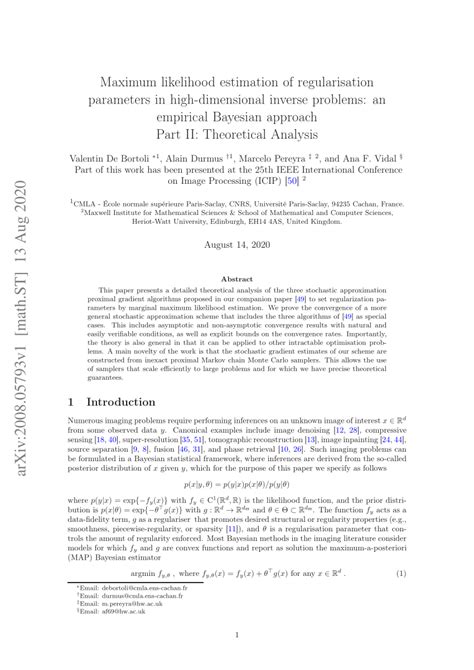 pdf maximum likelihood estimation of regularization parameters in high dimensional inverse