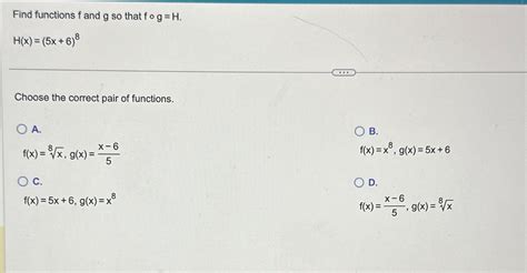 Solved Find Functions F And G So That Chegg Com