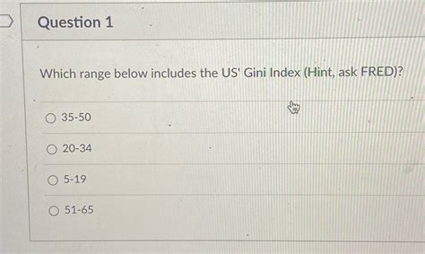 Solved Question 1which Range Below Includes The Us ﻿gini