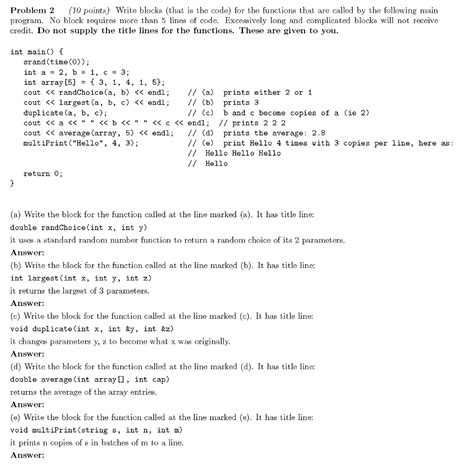 Solved Problem Points Write Blocks That Is The Code Chegg