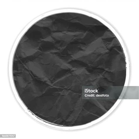 수평 빈 빈 거친 질감 구겨진 3d 흰색 종이 시트 벡터 배경 하나의 검은색 테두리가 있는 단색 원형 원형 모양 윤곽선이 있는 원 3차원 형태에 대한 스톡 벡터 아트 및