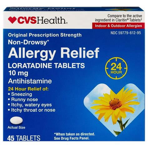 Cvs Health 24hr 10mg Non Drowsy Allergy Relief Loratadine Tablets 24 Ct Delivery Or Pickup