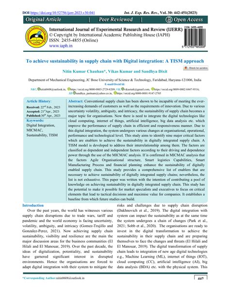 Pdf To Achieve Sustainability In Supply Chain With Digital Integration A Tism Approach