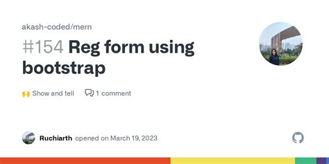 reg form using bootstrap · akash coded mern · discussion 154 · github