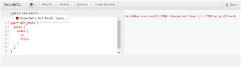 Variables Are Invalid Json · Issue 31 · Wp Graphqlwp Graphiql · Github