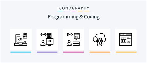 Programming And Coding Line 5 Icon Pack Including Develop App Develop Process Develop