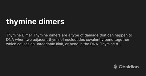 Thymine Dimers Obsidian Publish
