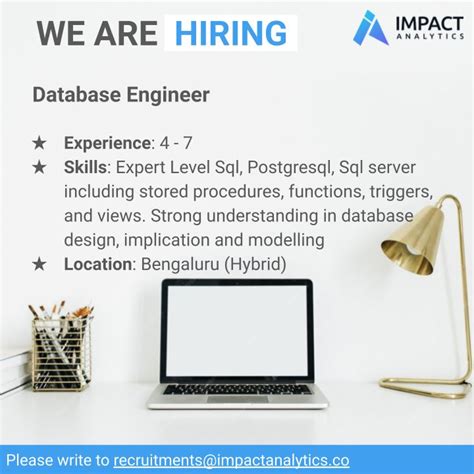 Kirti Singh On Linkedin Jobopening Databaseengineer Impactanalytics
