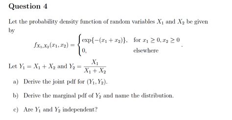Solved Let The Probability Density Function Of Random Chegg