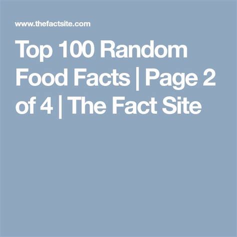 100 Fun Food Facts You Wont Believe Are True The Fact Site Food