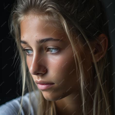 Premium Ai Image A Young Woman With Long Blonde Hair And Blue Eyes