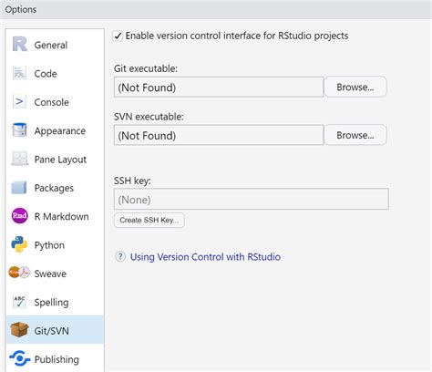 R Cannot Get Git Tab To Show Up In Rstudio Stack Overflow