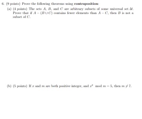 Solved 9 Points Prove The Following Theorems Using