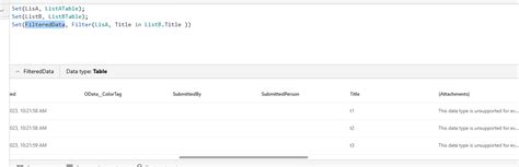 Filtering Unique Items Between Two Lists Based On Power Platform