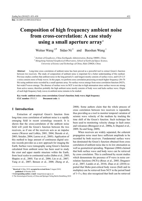 Pdf Composition Of High Frequency Ambient Noise From Cross