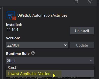 UIPath Robot Error Failed To Install Package System Exception NU Version Conflict