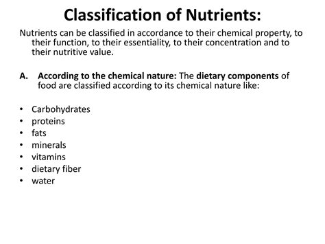 Nutrients Classification Pptx Nutrients Classification Pptx