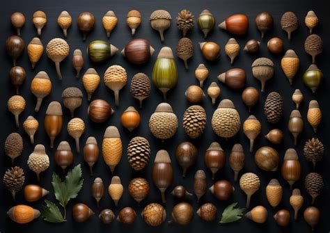 Premium Photo A Collection Of Various Types Of Acorns Displayed