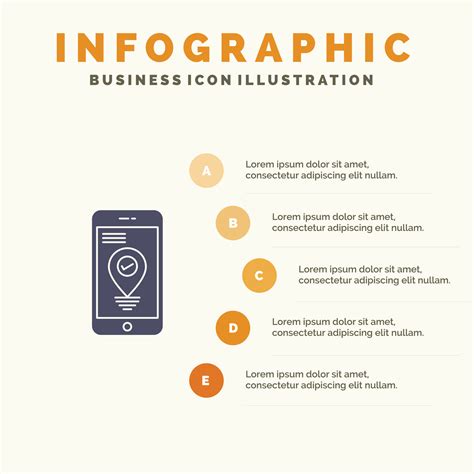Navigation Location Pointer Smartphone Solid Icon Infographics 5 Steps Presentation Background