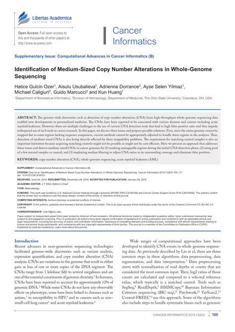 Pdf Identification Of Medium Sized Copy Number Alterations In Whole Genome Sequencing