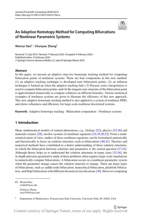 an adaptive homotopy method for computing bifurcations of nonlinear