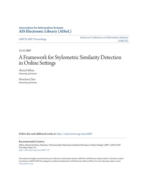 Pdf A Framework For Stylometric Similarity Detection In Online Settings