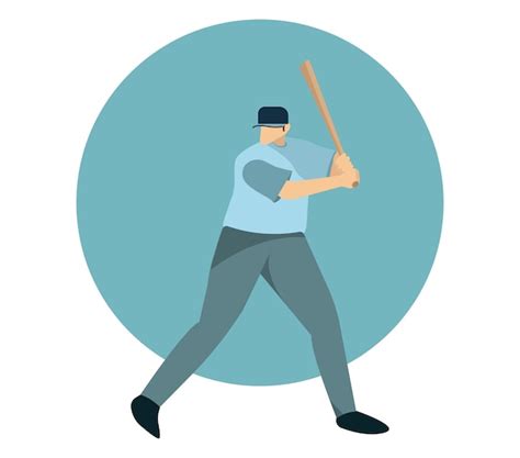 야구 선수 벡터 일러스트 레이 션 플랫 디자인 프리미엄 벡터
