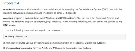 Solved Problem Nslookup Is A Network Administration Chegg