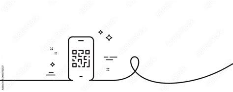 Vetor De Qr Code Line Icon Continuous One Line With Curl Scan Barcode