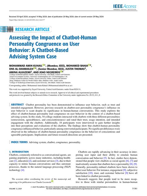 Assessing The Impact Of Chatbot Human Personality Congruence On User Behavior A Chatbot Based