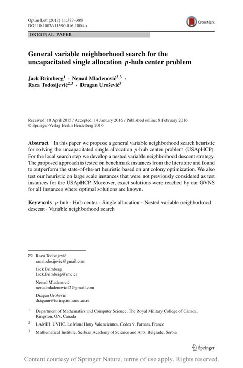 General Variable Neighborhood Search For The Uncapacitated Single