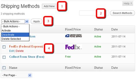 Wordpress Shopping Cart Plugin Shipping Methods Manage Shipping Methods