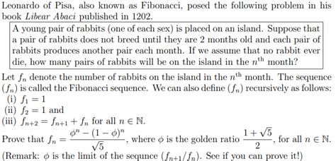 Solved Leonardo Of Pisa Also Known As Fibonacci Posed The
