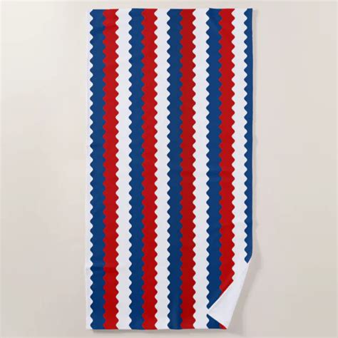 Red White And Blue Wavy Stripe Beach Towel Zazzle