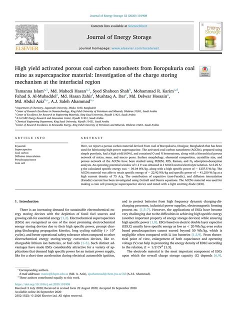 High Yield Activated Porous Coal Carbon Nanosheets From Boropukuria