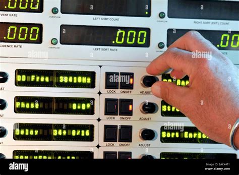 Cytology Laboratory Close Up Of A Technician Operating A Fluorescence Activated Cell Sorting