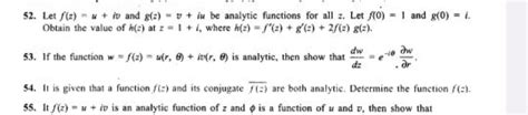 52 Let Fzuiv And Gzviu Be Analytic Functions For All Z Let F0