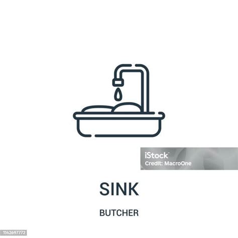 정육점 컬렉션에서 싱크 아이콘 벡터입니다 얇은 라인 싱크 개요 아이콘 벡터 일러스트 레이 션입니다 웹 및 모바일 앱 로고 인쇄 미디어에 사용할 선형 기호입니다 가정의 방에