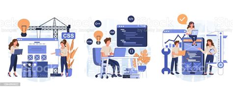 Big It Profession Collection Programmer Write Software And Create Code For Computer Coding