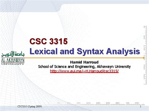 Csc 3315 Lexical And Syntax Analysis Hamid Harroud