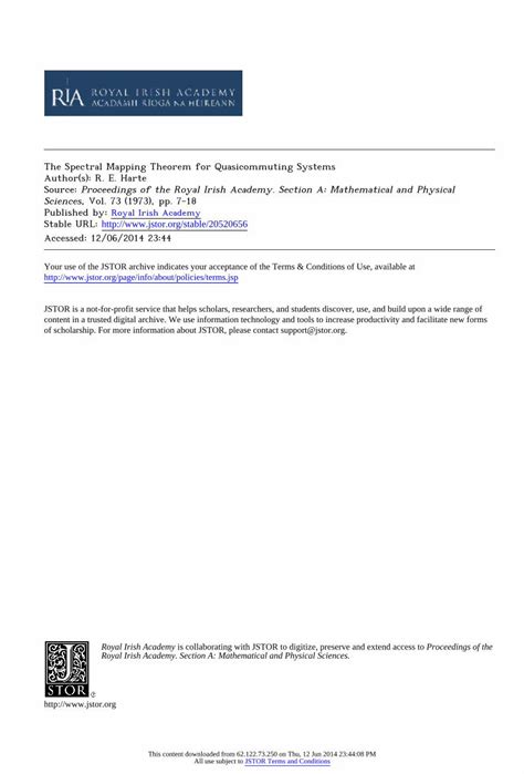 Pdf The Spectral Mapping Theorem For Quasicommuting Systems Dokumen
