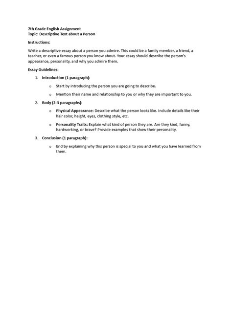 7th Grade English Assignment Pdf