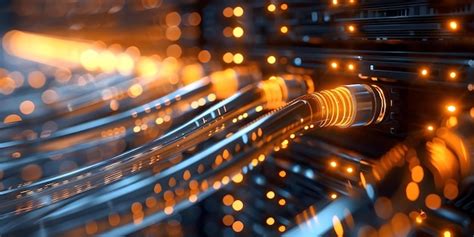 Highperformance Data Servers In A Data Center Rack With Illuminated Hardware Cables Concept Data