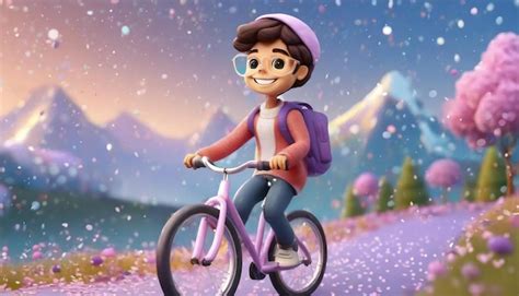 3d Cartoon Human With Bicycle Premium Ai Generated Image