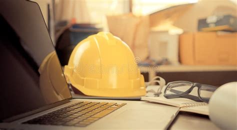 Engineer Construction Office Desk Stock Image Image Of Factory Architect 85038295