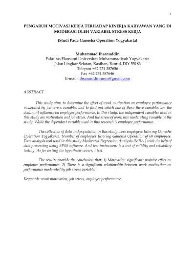 Top Pdf Uji Validitas Variabel Stress Kerja Karyawan Y