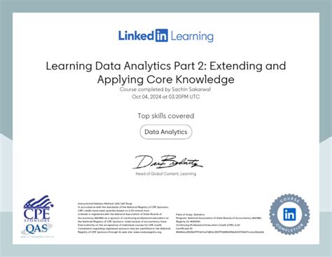 Certificateofcompletion Learning Data Analytics Part 2 Extending And