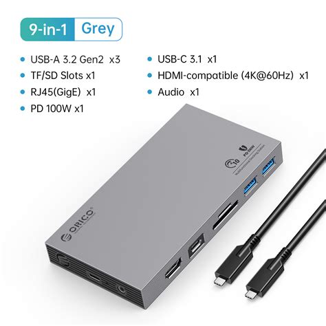Docking Station Orico 10 In 1 4k Display Usb C Docking Station เข้ากันได้กับ Macos Windows