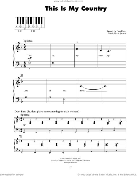 This Is My Country Sheet Music For Piano Solo 5 Fingers Pdf