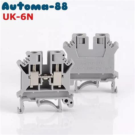 Jual Uk 6n Universal Terminal Block Din Rail 0 2 6mm 690v 57a Uk6n